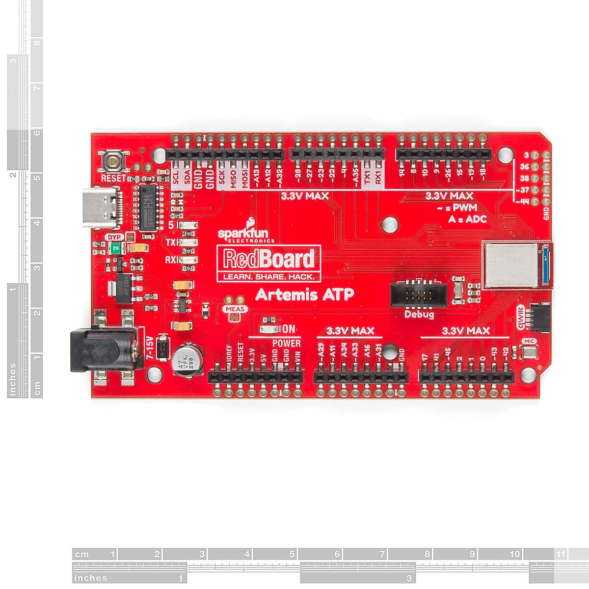SparkFun RedBoard Artemis ATP Machine Learning Development Board Includes BLE 1 megabyte Flash USB-C Qwiic I2C MEMS Microphone Compatible with Arduino IDE platform Run TenserFlow Models Mega Footprint