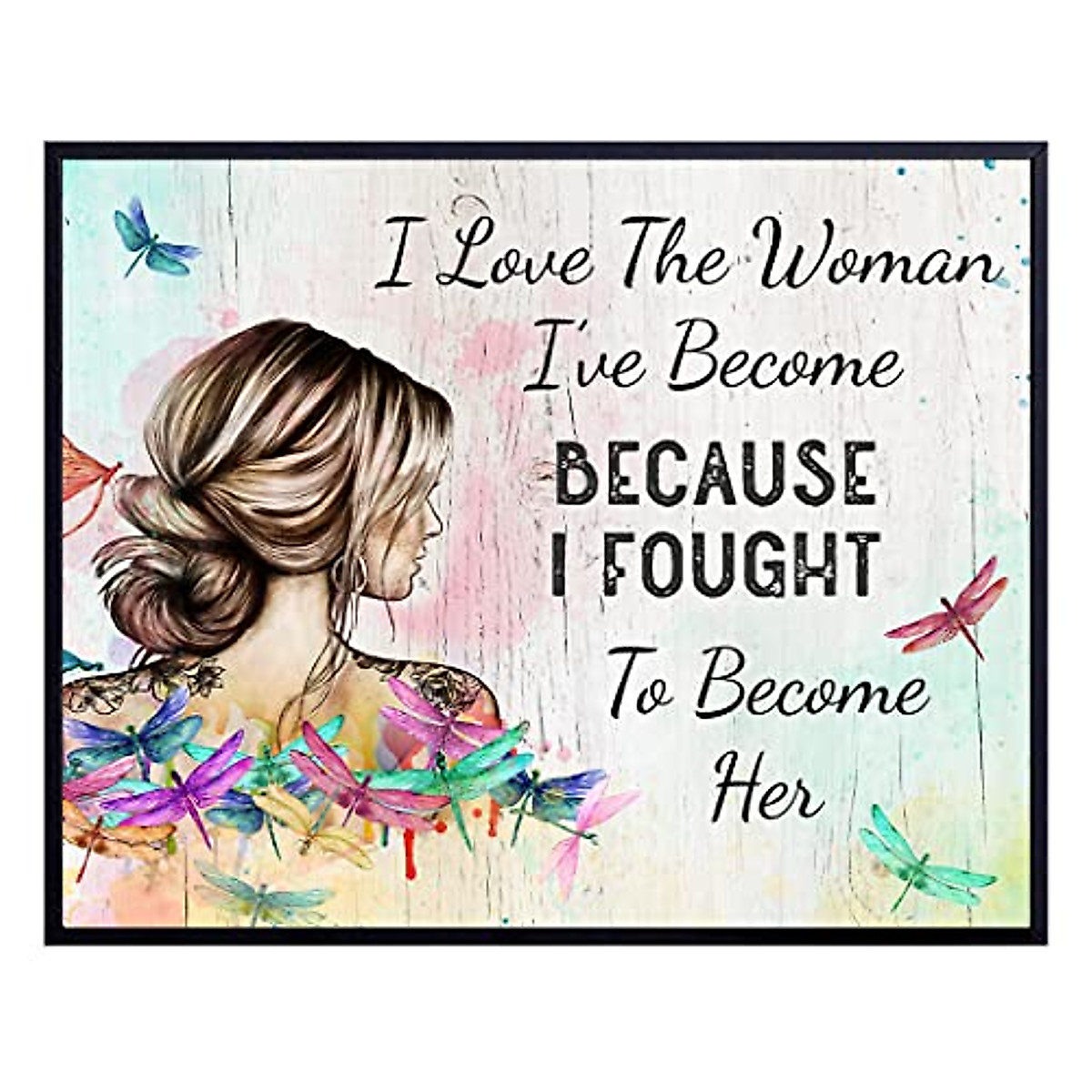 Boho Inspirational Wall Art for Women - Positive Quotes Sayings for Wall Decor- Encouragement Gifts Teens Girls - Motivational Wall Art Posters - Rustic Hippie Dragonfly Decor - Positive Affirmations