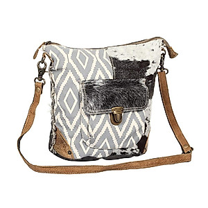 Myra Bag Mystical Upcycled Canvas & Cowhide Shoulder Bag S-1368