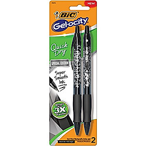 BIC Gel-ocity Quick Dry Special Edition Gel Pen, Medium Point (0.7mm), Black, 2-Count