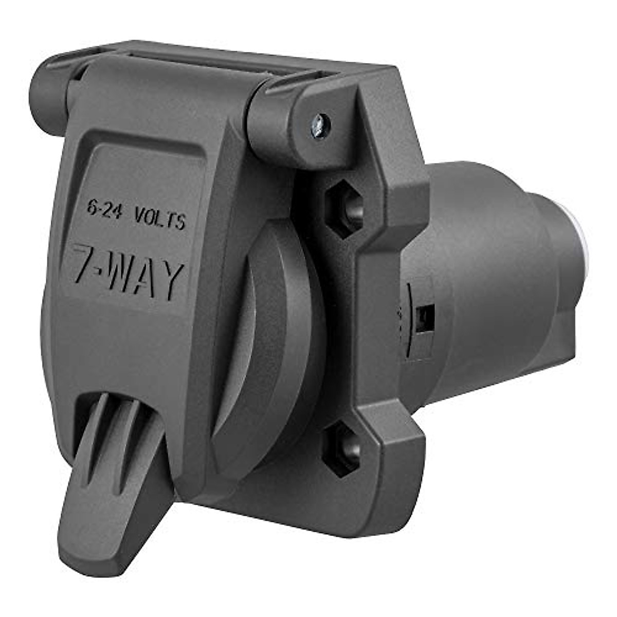 CURT 58155 Heavy-Duty Vehicle-Side 7-Pin RV Blade Trailer Wiring Harness Connector , Black