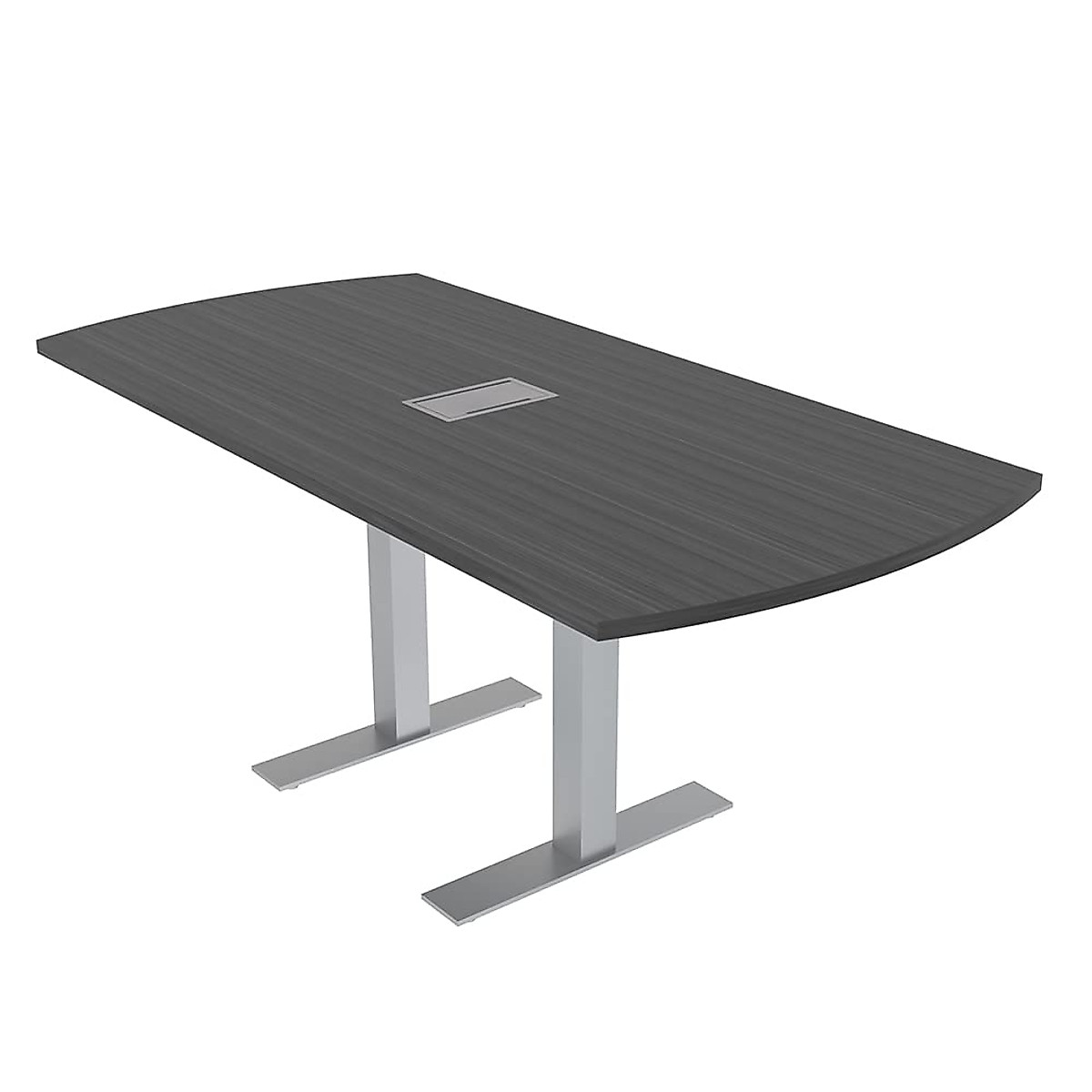 SKUTCHI DESIGNS INC. 6 Person Small Arc Rectangle Conference Table with T Bases and Power Module | Harmony Series | 6' Meeting Room Table | Asian Night | Factory Clearance