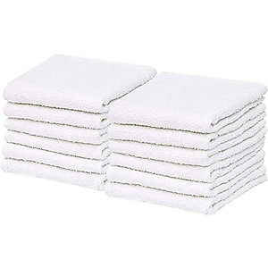 GOLD TEXTILES Pack of 120 Washcloth Kitchen Towels Cotton Blend (12x12 Inches) Commercial Grade, Machine Washable Cleaning Rags (120, White)…