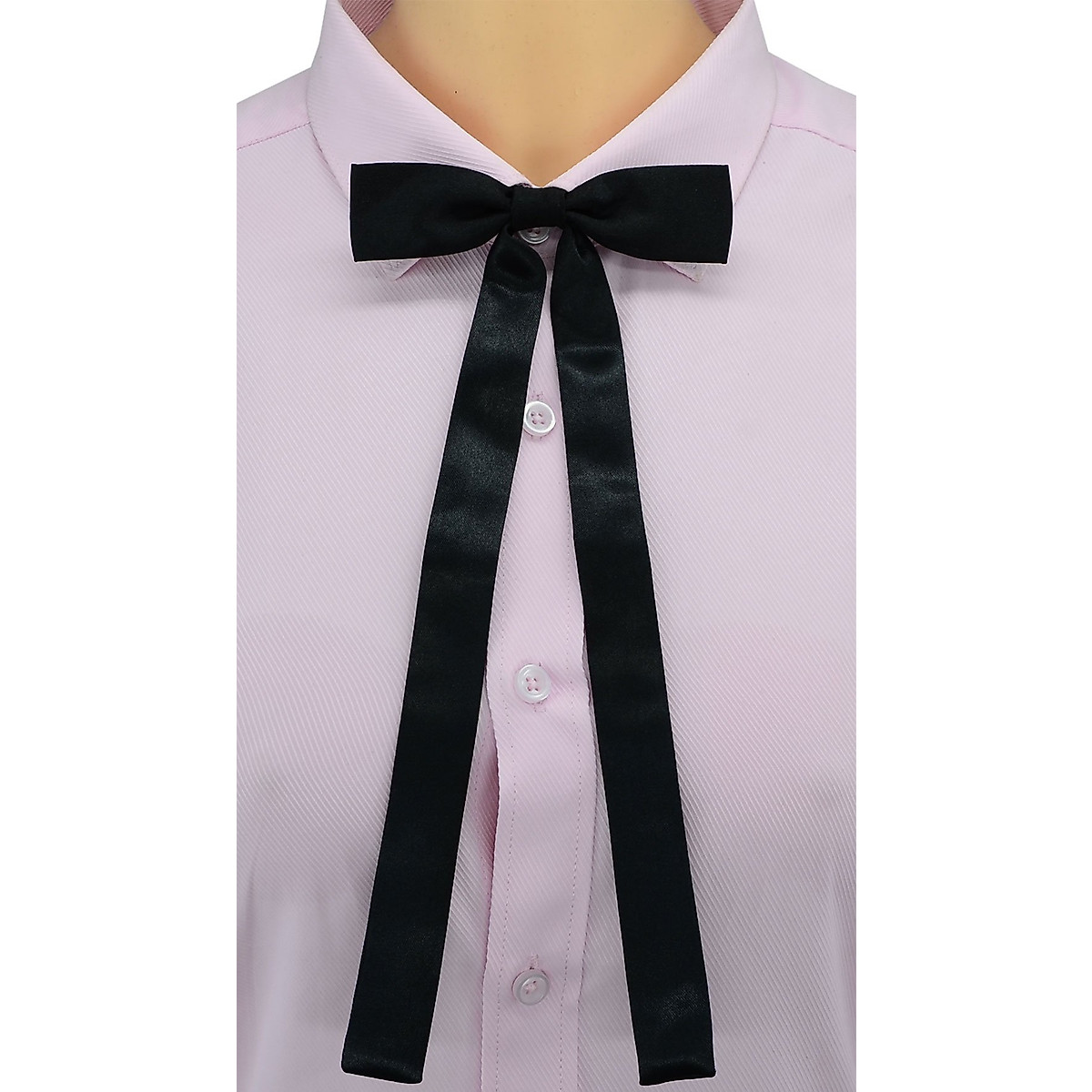 SYAYA Adjustable Long Silk Bow Tie, Pre Tied Necktie For ladies T-shirt Decoration/Christmas/Cosplay/Party/ B11(black)