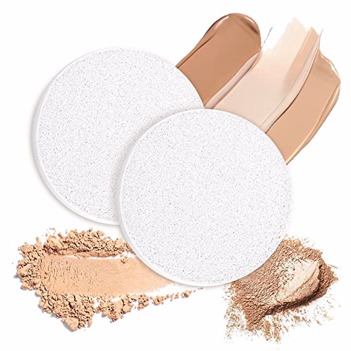 Molain Round Sponge Puff Set 24 Pieces 2.2 Inch Soft Mini Facial Loose Powder Blender Pads Applicator For Liquid Foundation Setting Holder Makeup Beauty Cosmetic Cleanser Washing (White)