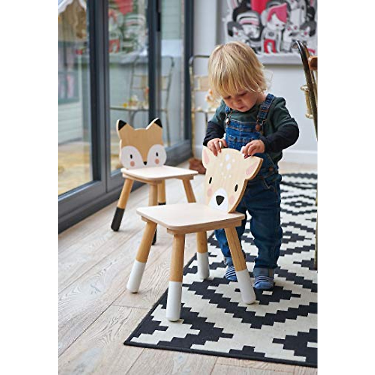 Tender Leaf Toys - Forest Table and Chairs Collections - Adorable Kids Size Art Play Game Table and Chairs - Made with Premium Materials and Craftsmanship for Children 3+ (Forest Deer Chair)