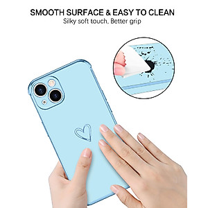 BENTOBEN for iPhone 13 Mini Phone Case, Cute Heart Pattern Slim Fit Soft Flexible Shockproof TPU Bumper Protective Women Girls Boys Men Non-Slip Lightweight Cover for iPhone 13 Mini 5.4 Inch, Blue