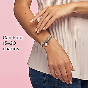 Pandora Jewelry - Moments Pave Heart Clasp Snake Chain Cubic Zirconia Bracelet - Gift for Her - Pandora Rose - 6.7"