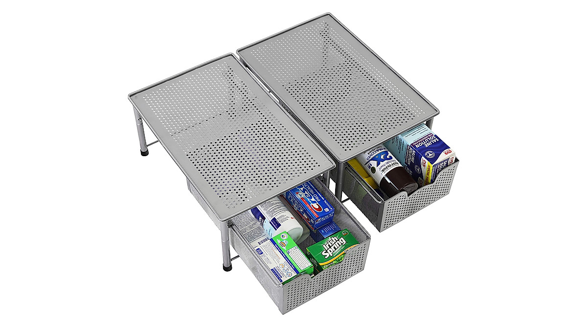 Simple Houseware Silver Stackable Cabinet Organizer | Easy & Efficient