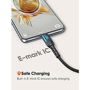 CableCreation Short USB C to USB C Cable 60W, USB C Cable 1FT 2-Pack Fast Charging Cord, Double-Braided Type C to Type C Compatible with iPad Mini 6 iPad Pro Galaxy S23 Ultra S23 S22 and More, Blue