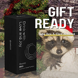 Raccoon Gifts for Men and Women, Insulated 20 oz Stainless Steel Travel Tumbler with Straw, Brush, Lid, and Gifts Box, LET'S GET TRASHED