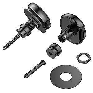 LEKATO Bass Guitar Strap Locks for for Electric Guitar & Bass Strap Locks Security Quick Release Strap Guitar Strap Locks Set Retainer System for Electric Acoustic Guitar, Bass, Ukulele Strap (Black)