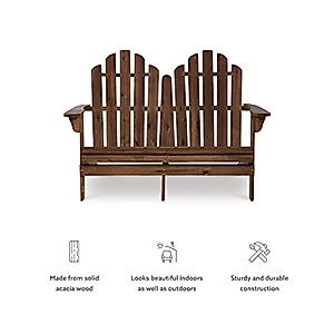 Linon Jayde Adirondack Double Bench, Teak