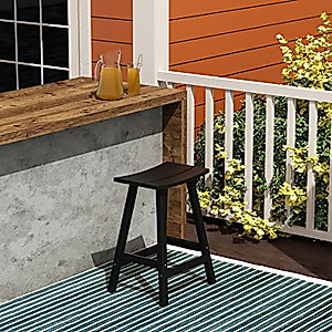 WO Home Furniture Saddle Stool 24"-Inch Adirondack HDPE Backless Patio Kitchen Counter Stool Seat (Black)