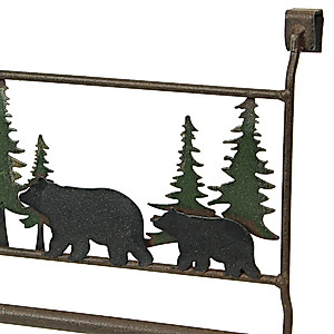 Metal Rustic Black Bear Family Door Mounted Towel Rack Kitchen Cabinet Organizer