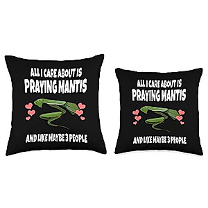 Praying Mantis All I Care Like 3 People Throw Pillow, 16x16, Multicolor