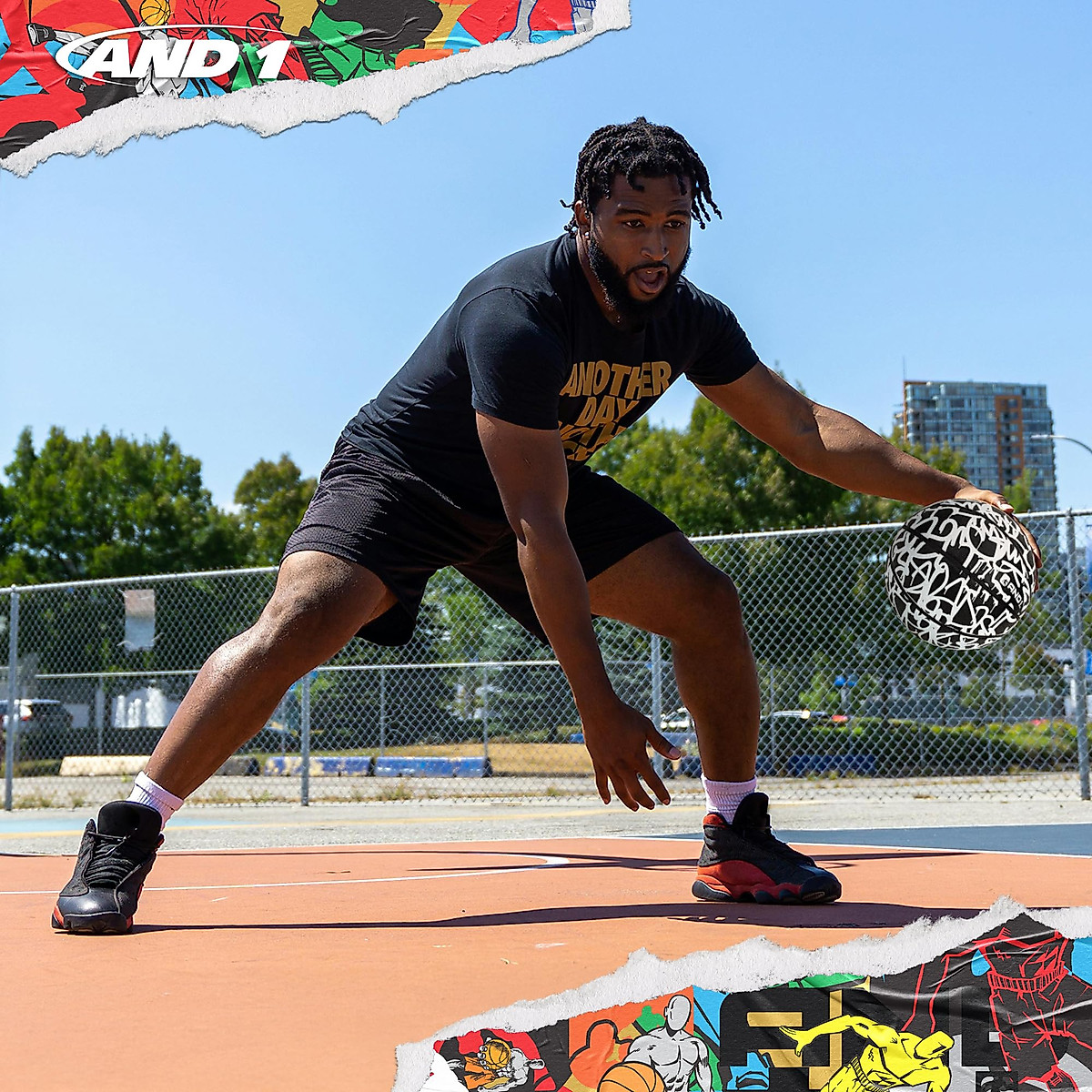 AND1 Chaos Rubber Basketball: Game Ready, Office Regulation Size (29.5”) Streetball, Made for Indoor/Outdoor Basketball Games- Graffiti Series