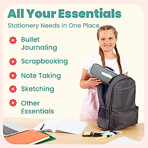 OMBU Pencil Pouch for Girls - Pink Pencil Case for Girls - Pencil Bag - Cute Pencil Case for Girls - Kawaii Pencil Case - Pencil Box for Girls - Pink Pencil Case Aesthetic (Grey & Pink)