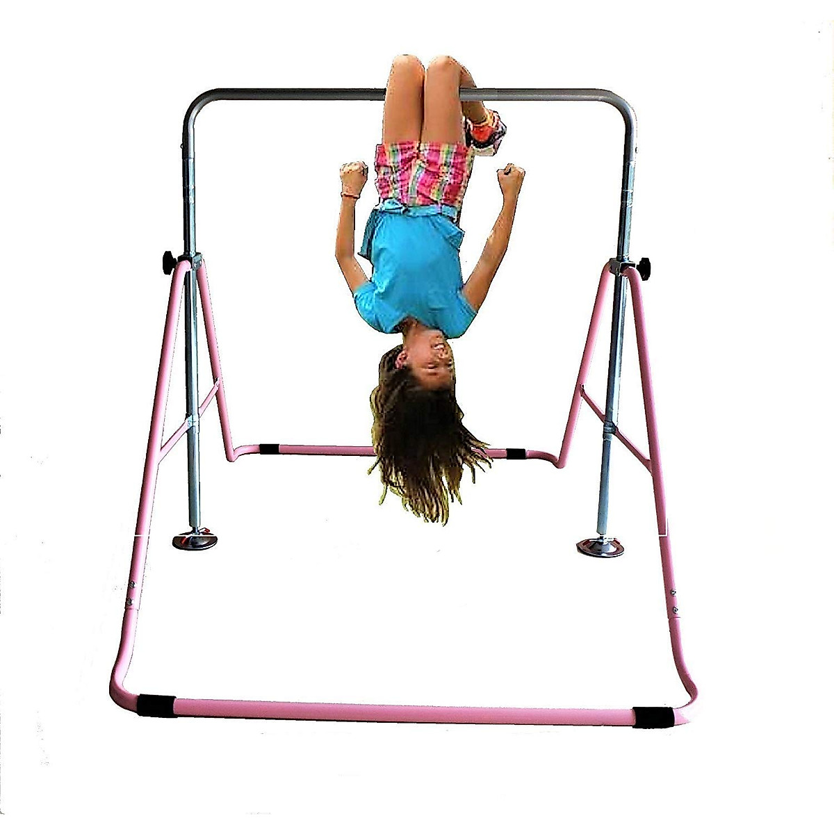 GYMPRO Kids Gymnastics Bar Horizontal Bar Junior Gymnastic Training Equipment Height Adjustable Climb Tower Balance Bar Asymmetric Bar Playground (Pink)