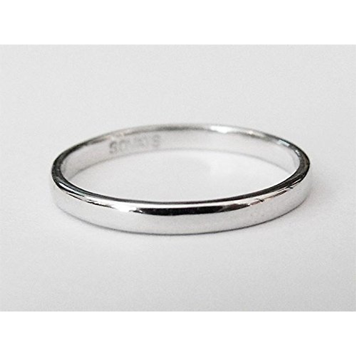 SOVATS Stack Small Band Ring 925 Sterling Silver Rhodium Plated - High Polish Eternity Band Tarnish Resistant Comfort Fit Wedding Band 2mm Ring, Size 9