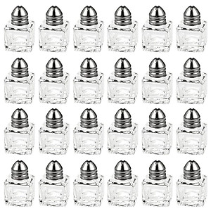 Set of 24 Mini Salt and Pepper Shakers (Glass and Stainless Steel, 0.5 oz)