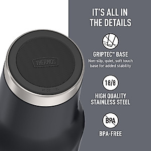 THERMOS Stainless Steel Cup Holder Mug - 40 Ounce, Granite - Insulated Tumbler with Lid and Straw, Plus Leak-Resistant Slide Lock