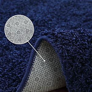 Fashionwu Blue Rugs for Bedroom 8x10 Area Rug Fluffy Shag Rug Luxurious Non-Slip Cozy Casual Solid Plush Rugs Carpet Modern Accent Rug for Living Room Bathroom Playoom, Navy Blue, 8 x 10 Feet