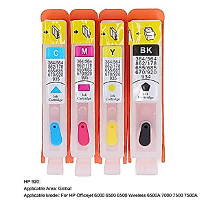 Fafeicy 4PCS Ink Cartridge,Permanent Chip Replacement Refill Ink Cartridge PP for Office (HP 920)