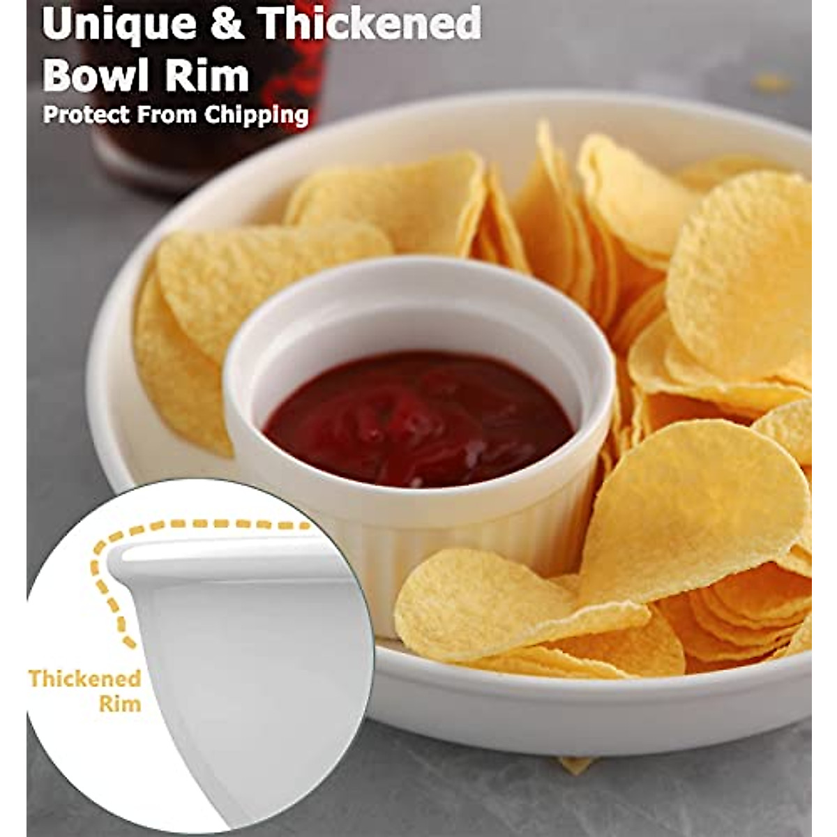 Samsle 30 Oz Pasta Bowls, White large Ceramic Salad, Soup, Dinner Bowls Plates, Bowl Set of 6, Oven, Microwave, Dishwasher Safe