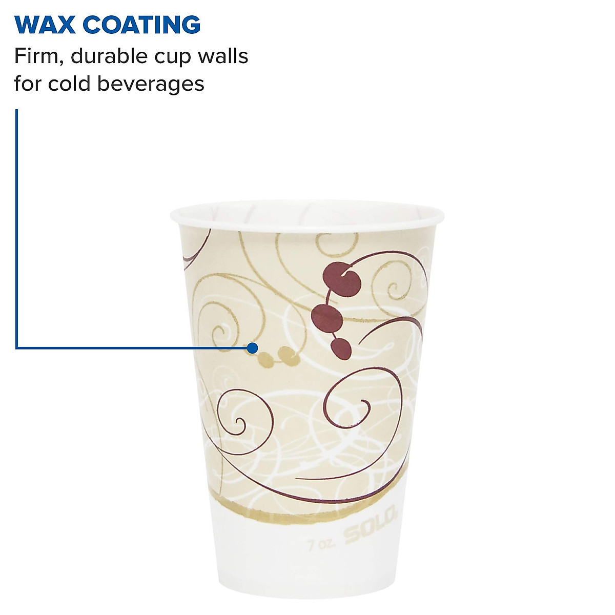 SOLO R7N-J8000 7 oz Symphany Waxed Paper Cold Cup (Case of 2000), beige, 3.7"