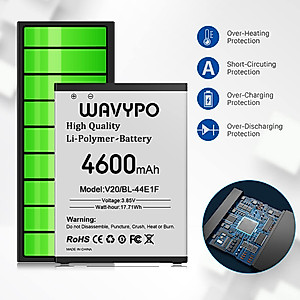 WAVYPO Battery for LG V20 Battery, [4600mAh] Upgraded BL-44E1F Replacement Battery for LG V20 BL-44E1F, V20 BL-44E1F / LG V20 Battery for LG H910 H918 V995 LS997 | LG V20 Spare Battery