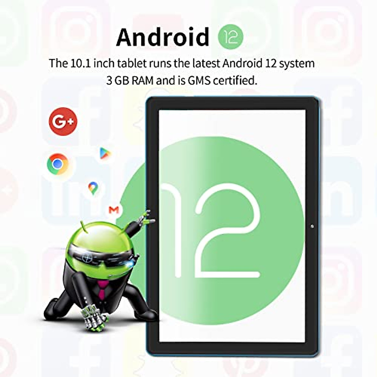 VOLENTEX Tablet 10 Inch Android 12, 3GB RAM 64GB ROM 512GB Expand ...