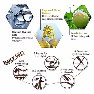 LSxia 2 Pcs Peel Off Tattoo Eyebrow Gel Set, Natural Color Eye-Brow Gel Long-Lasting Waterproof Eyebrow Tattoo, Easy Peel Off Eyebrow Brow Tattoo Makeup -Up To 3 Days (Brown)