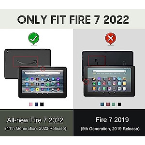 New Amazon Kindle Fire 7 Case (12th Generation 2022 Release), Premium PU Leather Folio Stand Cover Case with Smart Auto Wake/Sleep for All-New Fire 7 Tablet 2022 Release, Flower White Daisy