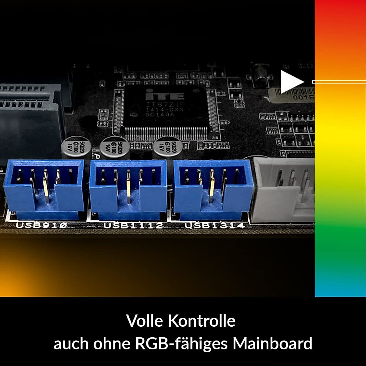 ARCTIC RGB Controller - 4-Pin 12 V-G-R-B Outputs (RGB x 4), Sata Power - Black