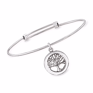 Ross-Simons Italian Sterling Silver Tree Of Life Adjustable Bangle Bracelet