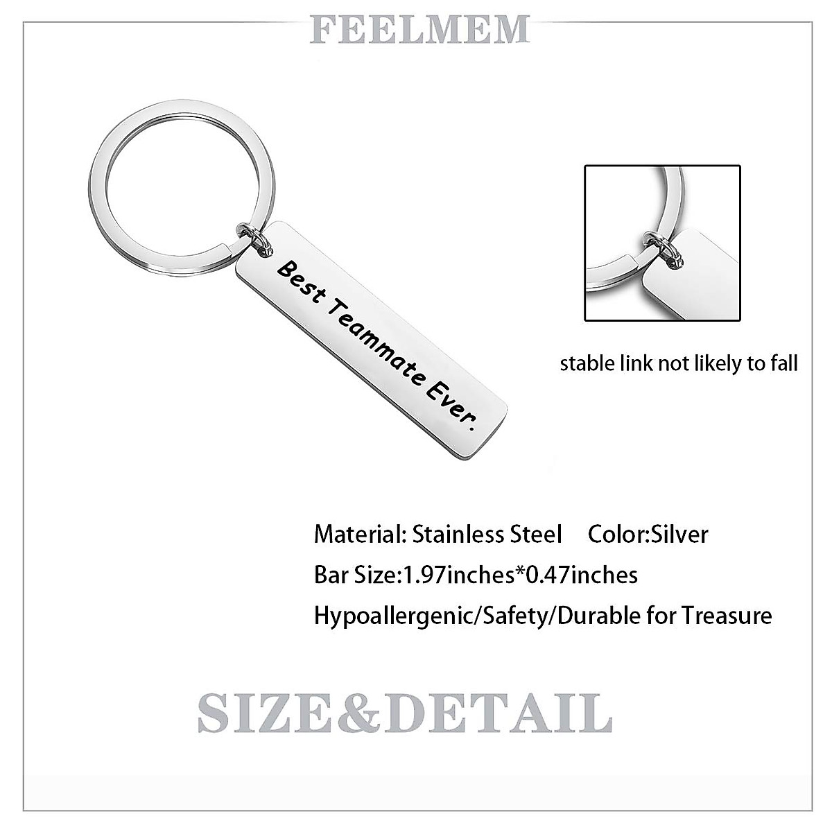 FEELMEM Teammate Gift Team Player Gift Sports Gifts Best Teammate Ever Keychain Football Basketball Baseball Swimming Soccer Team Gift Teammate Keyring Gift (silver)