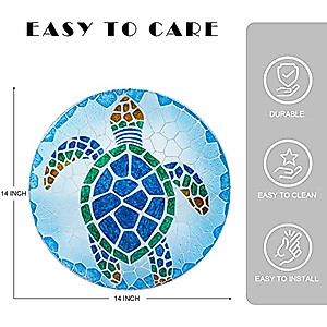 VCUTEKA Patio Side Table Outdoor Accent Table Bistro Coffee Table Plant End Table Small Porch Table Indoor Round Glass Balcony Plant Table Stands Sea Turtle