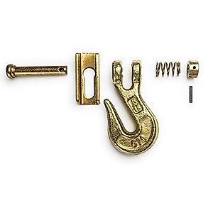 Grade 70 Pin Lock Clevis Grab Hook with Latch, for Tow Winch Trailer, Logging, Yellow Zinc Chromate Finish (5/16-2pcs)