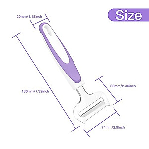 KUFUNG Cheese Slicer Stainless Steel Cheese Knife Heavy Duty Plane Cheese Cutter, Shaver, Server For Semi-Soft, Semi-Hard Cheese (7.2 inch, Purple)