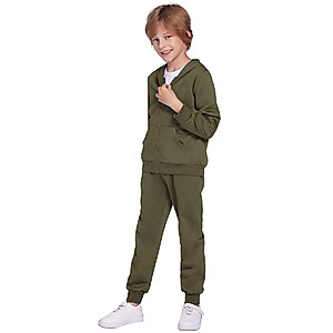 Boyoo Boys' 2 Piece Athletic Tracksuit Jogging Sets Outfit Sweatsuit Zip Up Hoodie and Active Pants for Kids 5-14 Years