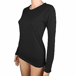 Deals of The Day Clearance Womens Long Sleeve Tops Casual Solid Color Crew Neck Long Sleeve Blouses Basic Loose Lightweight Fit Tee Shirts Black L