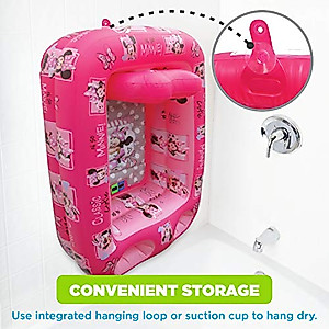 Disney Minnie Mouse Air-Filled Cushion Bath Tub - Free-Standing, Blow up, Portable, Inflatable, Safe Bathing, Baby Bathtub, Toddler Bathtub