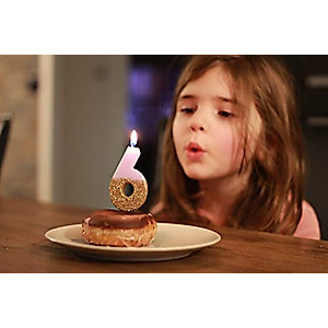 Talking Tables Pink Number 2 Candle with Gold Glitter Premium Quality Cake Topper Decoration for Kids, Adults, 21st Birthday Party, Anniversary, Milestone Age, Height 8cm, 3", PINK2