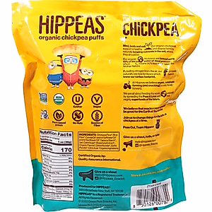 Hippeas Organic Chickpea Puffs Vegan White Cheddar, 1 Ounce, 6 Count