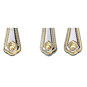 Venezia Collection "Seashell" Flatware Set 20-Piece Service for 4, 18/10 Stainless Steel Silverware Cutlery, 24K Gold Plated Trim