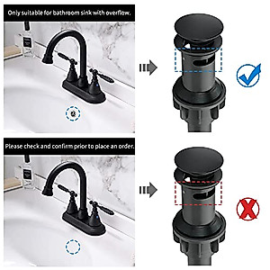 BRAVEBAR 4 Inch Bathroom Sink Faucet Black - 2 Handle Centerset Bathroom Faucets | 360° Swivel Spout Vintage Vanity Faucet Bathroom with Pop-up Drain Assembly and Water Supply Hoses Matte Black