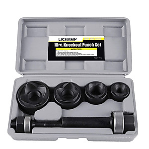 Lichamp Manual Knockout Punch Kit, Heavy Duty Metal Sheet Knock Out Box Hole Cutter Conduit Punch Driver Die Set
