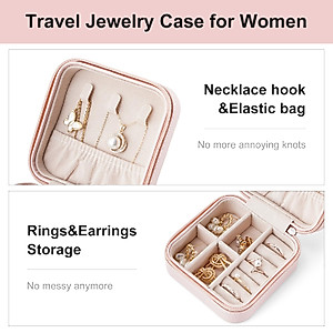 CASEGRACE Travel Jewelry Case Small Jewelry Box for Earrings Rings Necklace Travel Essential Accessories Back to School Portable Jewelry Case for Girls Bridesmaid Gifts Birthday Gift for Women, L