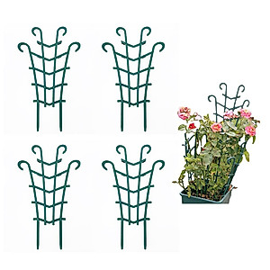 Mini Garden Trellis for Indoor and Outdoor Climbing Plants - Stackable Plant Trellis - Plastic Potted Plant Support (8, Horn Shape)